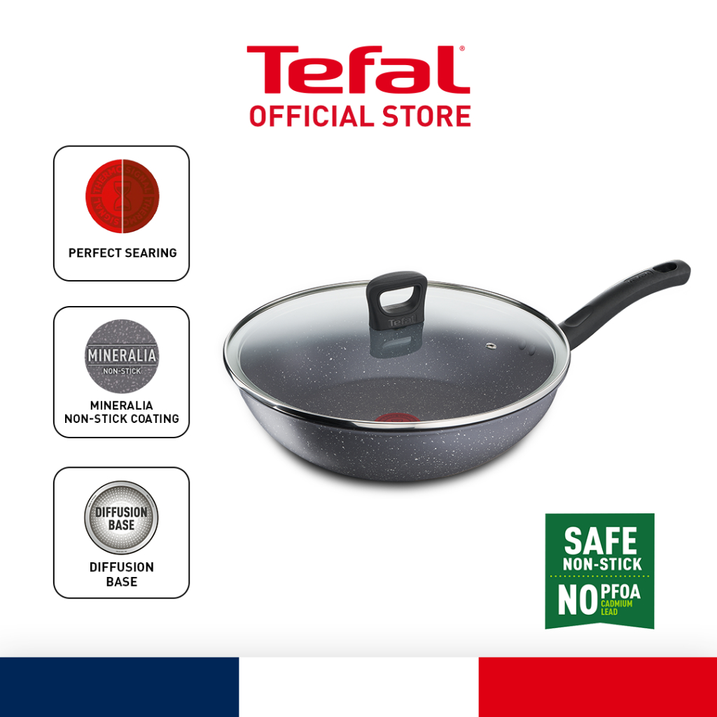 Tefal Ingenio Cook Healthy Wokpan with lid 28cm (Mineralia Non-stick coating, Thermo-signal ...