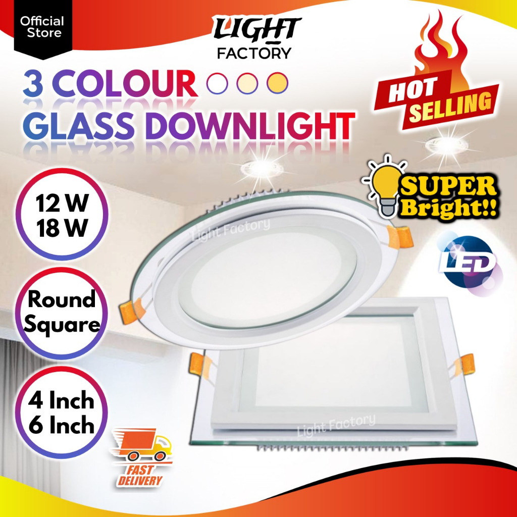 【3 YEARS WARRANTY】LED Glass Downlight Recess Downlight 4" 12W / 6" 18W ...