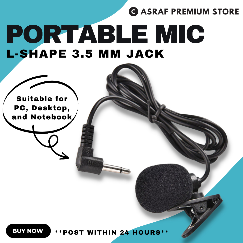 L shape Portable External 3.5mm Hands-Free Mini Wired Collar Clip Lapel ...