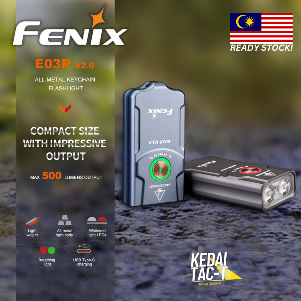 FENIX E03R V2.0 - 500L Rechargeable Keychain Flashlight - ORIGINAL ...