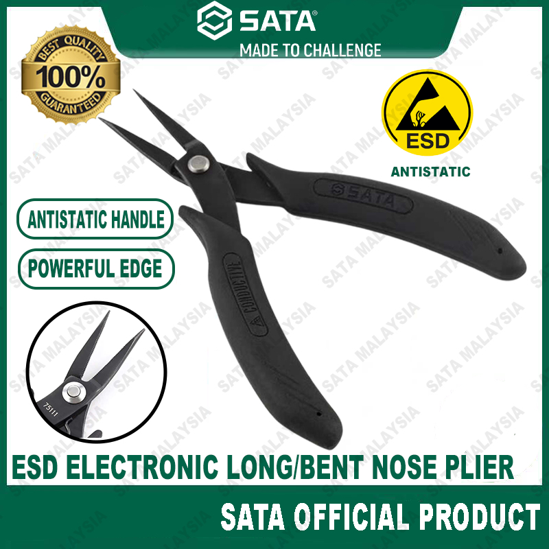 SATA ESD Electronic Long/Flat/Bent Nose Cutting Plier 5" Antistatic ...
