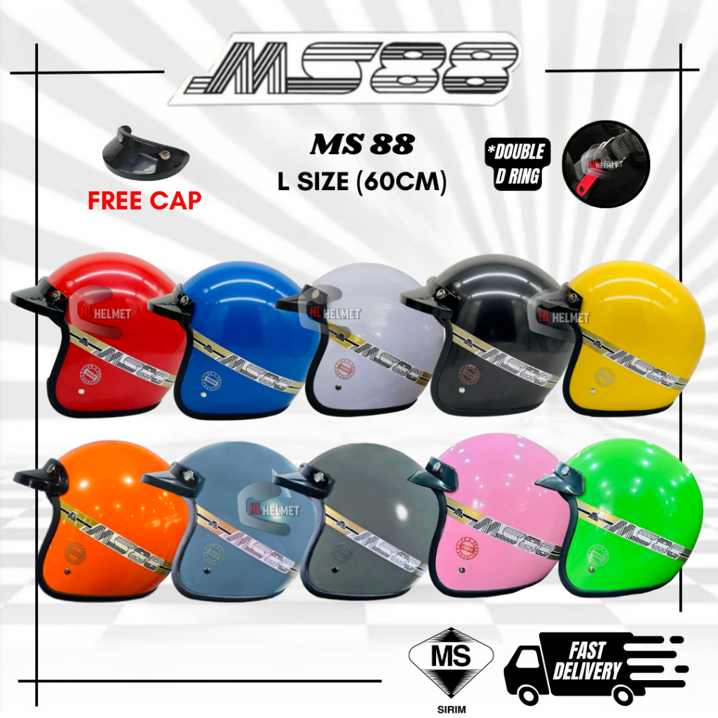 HELMET MS 88 ORIGINAL ( FREE CAP )- Topi Keledar MS88 Sirim 3 Button ...