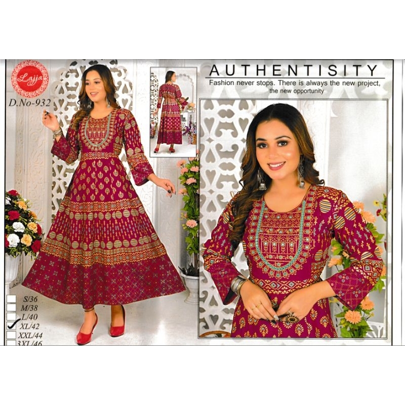 [S-3XL]LJ932 Fancy Long Kurti Gown Indian Dress/ Baju Bollywood ...