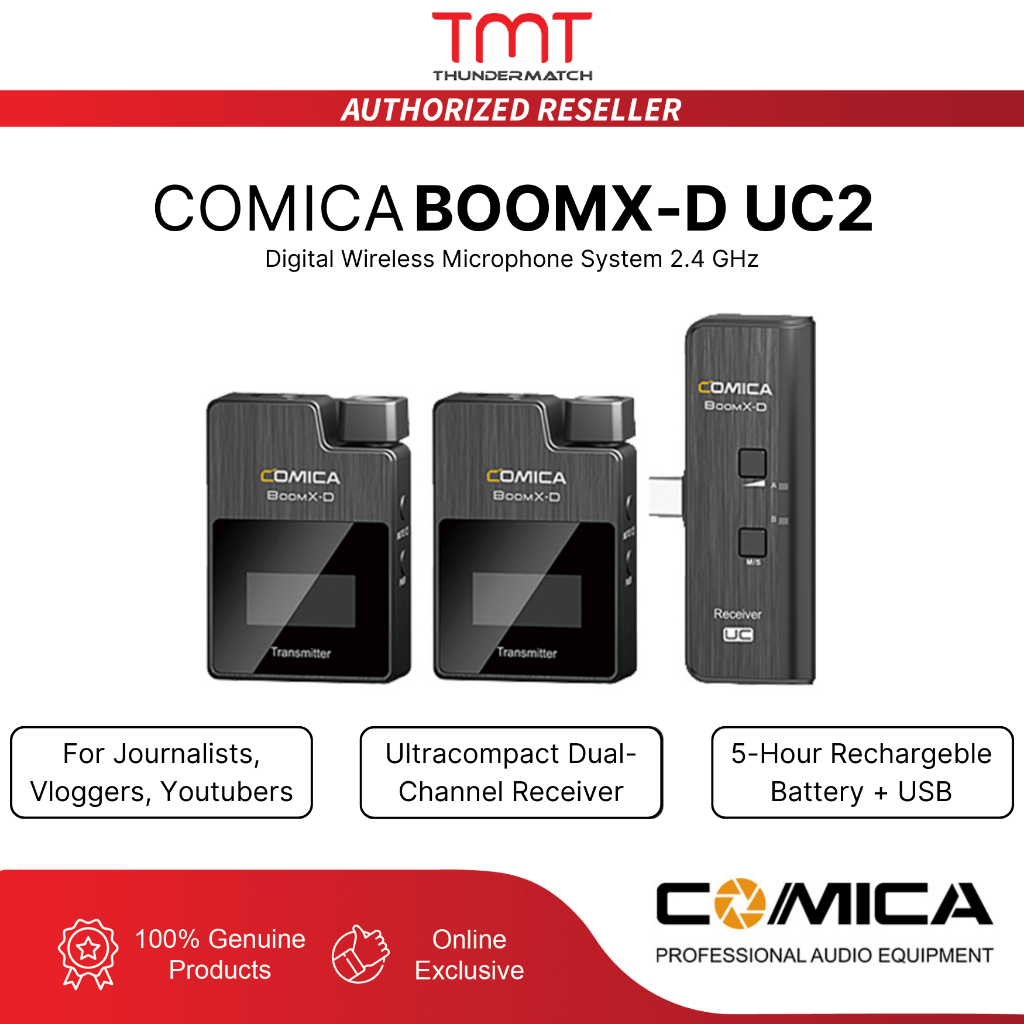 Comica BoomX-D MI1 MI2 UC1 UC2 Professional 2.4Ghz Digital Wireless Microphone for Lightning ...