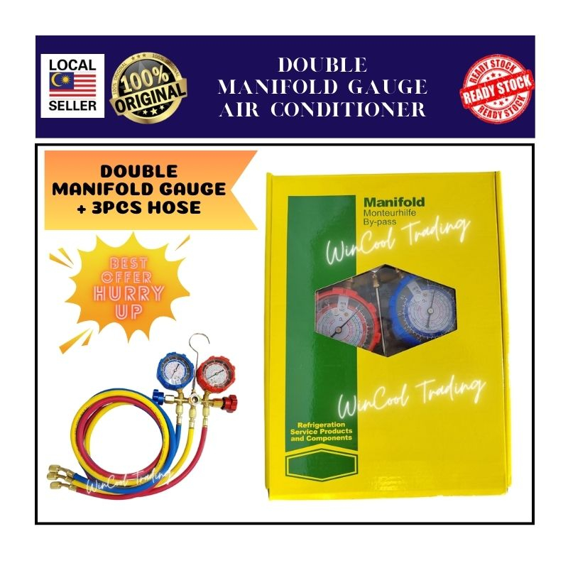 manifold gauge air cond gas meter and 3pcs hose set | Shopee Malaysia