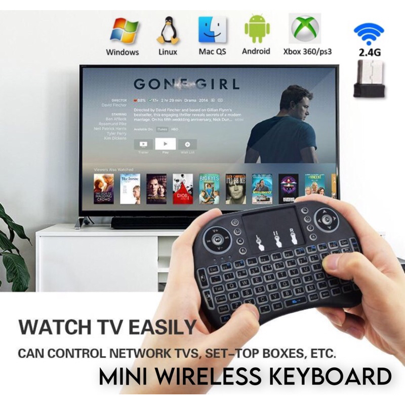 i8 Mini Wireless Keyboard with Air Mouse Touchpad 2.4Ghz for PC ...