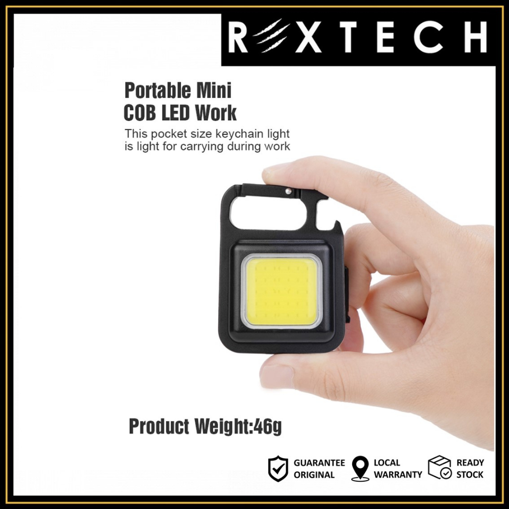 COB Keychain Light 800 Lumens Bright 3 LED Modes USB Rechargeable Magnetic Folding Flashlight ...