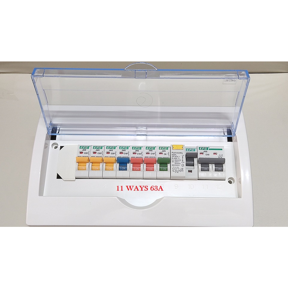 DB BOX SET WITH EPS 2P MAIN MCB / 2P 40A / 63A 100MA RCCB/ELCB & 6A/10A ...