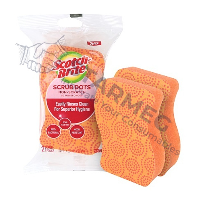 3M Scotch Brite - Scrub Dots Non Scratch Scrub Scouring Sponge ...