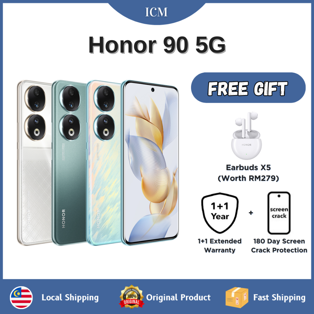 (Free Gift) Honor 90 5G (12GB Ram + 256GB/512GB Rom) 66W SuperCharge Original 1 Year Warranty ...