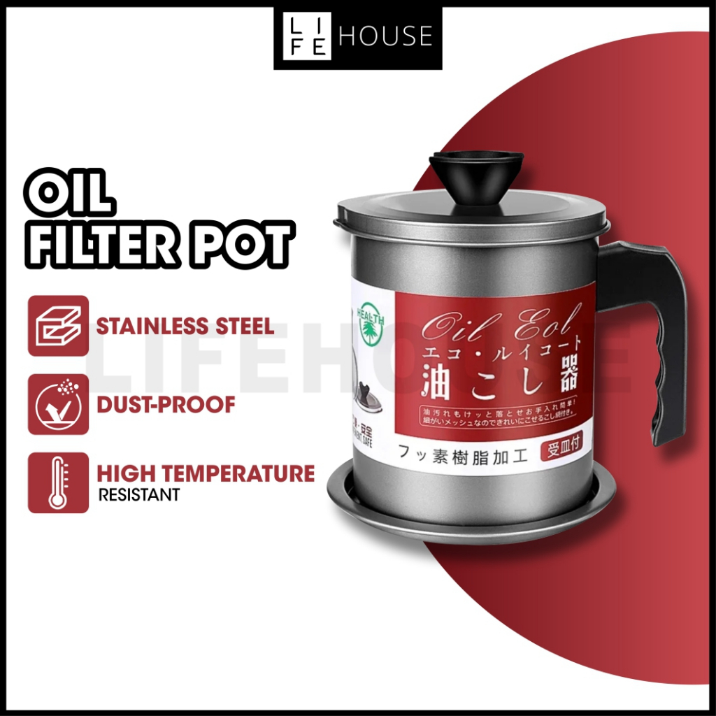 1.4L/1.7L Stainless Steel Oil Pot Bekas Minyak With Penapis Minyak ...