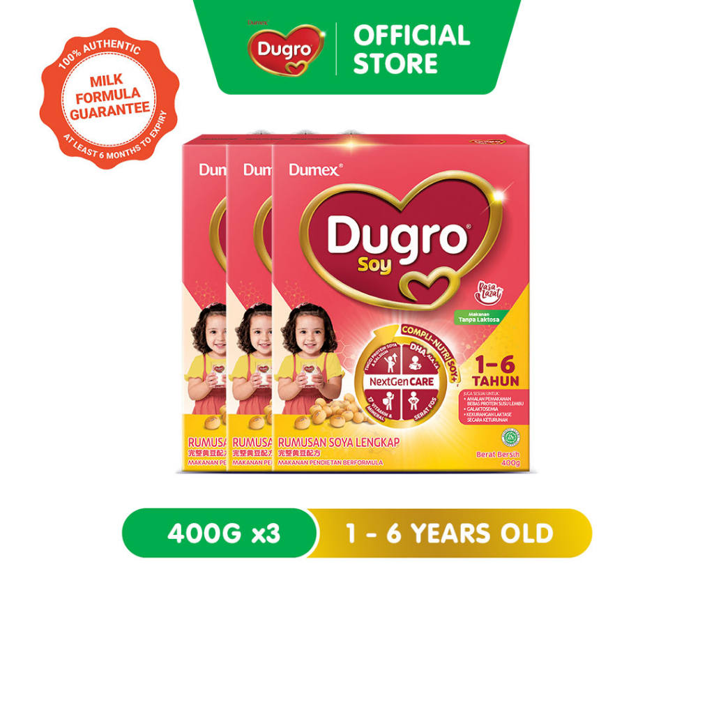 Dumex Dugro Soy Tailored Nutrition Milk Formula 1-6 years (400g x 3 ...