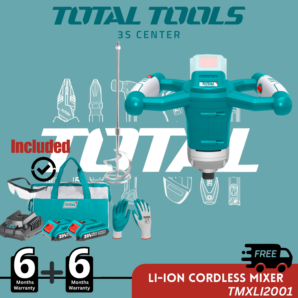 TOTAL Li-ion Cordless Mixer, to Mix and Blend Paint in Can, Portable ...