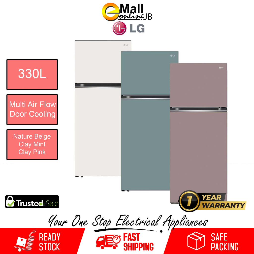 LG 2D Inverter Door Cool Fridge Mint | Beige | Pink (330L) GNB332PMGB ...