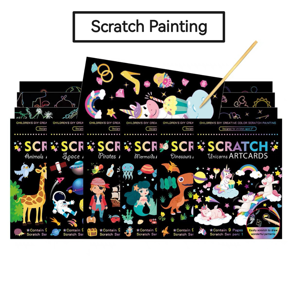 Scratch Painting 9pcs Scratch Art for kids Scratch Drawing Scratch ...