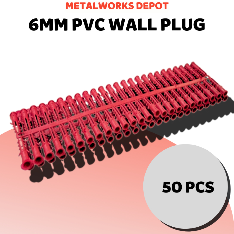1Bar 6mm PVC Wall Plug Red 50 Pcs Plastic Wall Plug | Shopee Malaysia