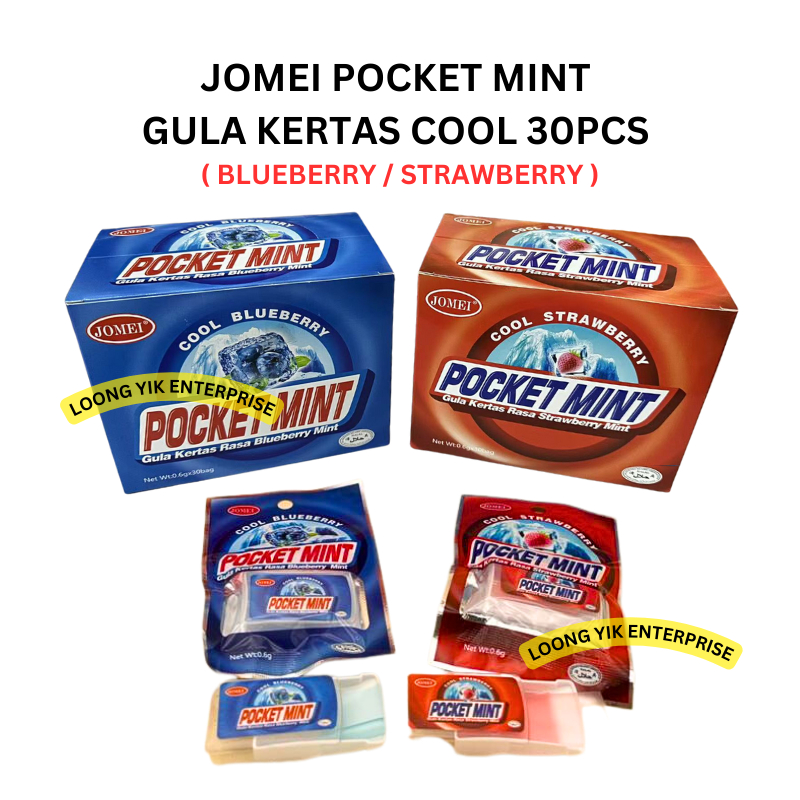 JOMEI POCKET MINT GULA KERTAS COOL 30PCS ( STRAWBERRY / BLUEBERRY ...