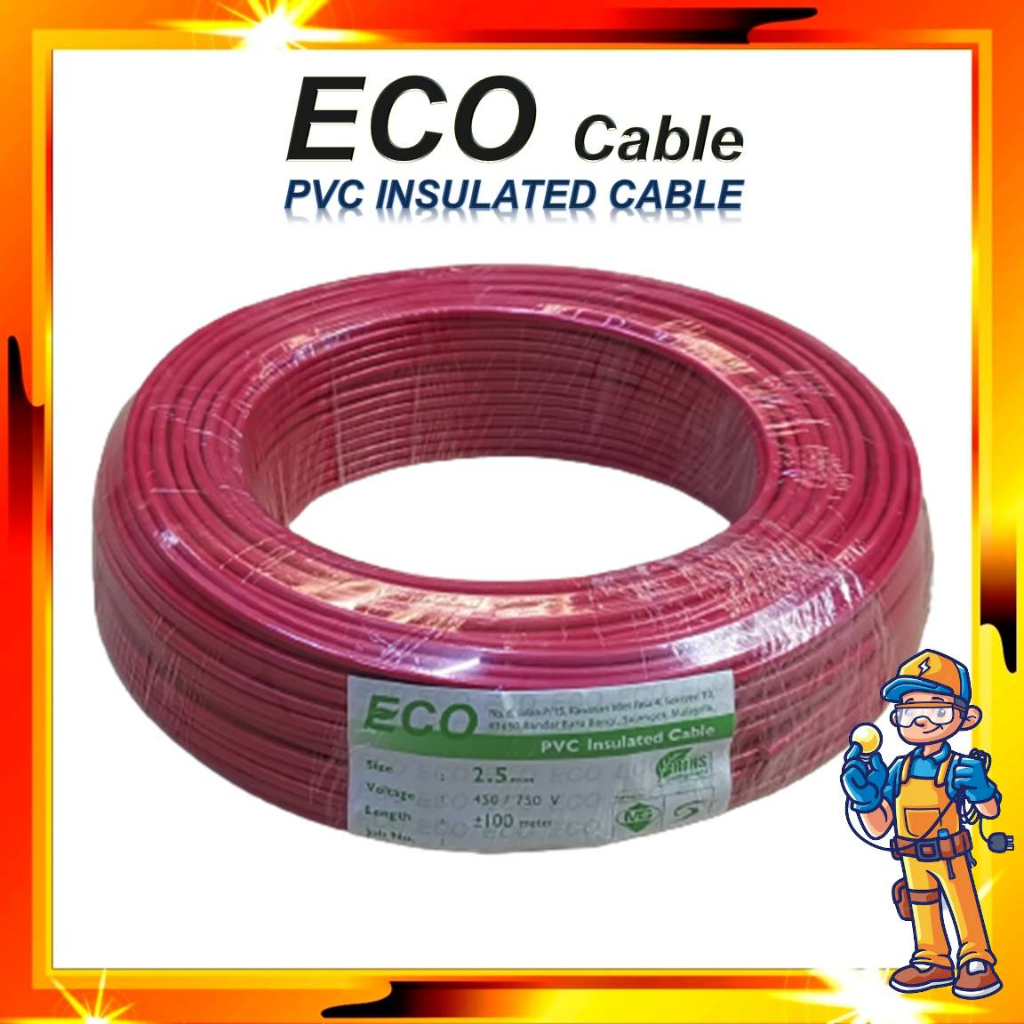 [SIRIM APPROVED] 100Meter +- ECO Cable PVC Insulated Cable 1.50mm ~ 2 ...