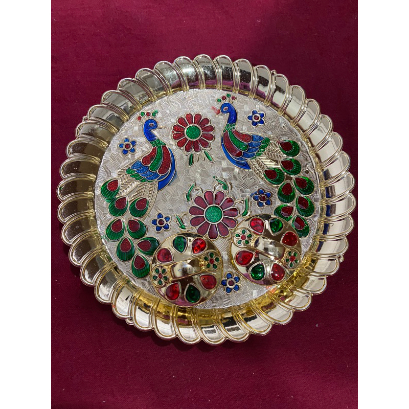 Thamboolam Meenakari Manjal Kumkum Tray (Plate with Dibbi) | Shopee ...