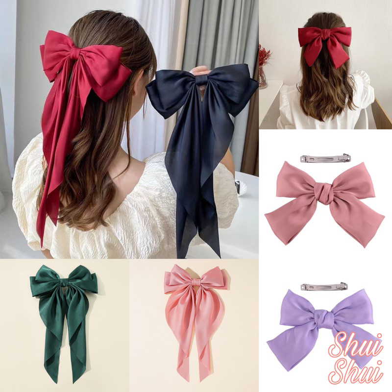 🇲🇾 [𝙍𝙀𝘼𝘿𝙔 𝙎𝙏𝙊𝘾𝙆] Cute Ribbon Big Hair Bow Clip or Hair Tie Fashion ...