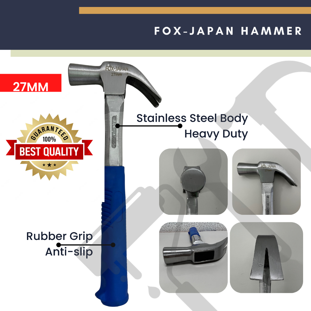 27mm Stainless Steel Fox-Japan Hammer | Heavy Duty Claw and Framing ...