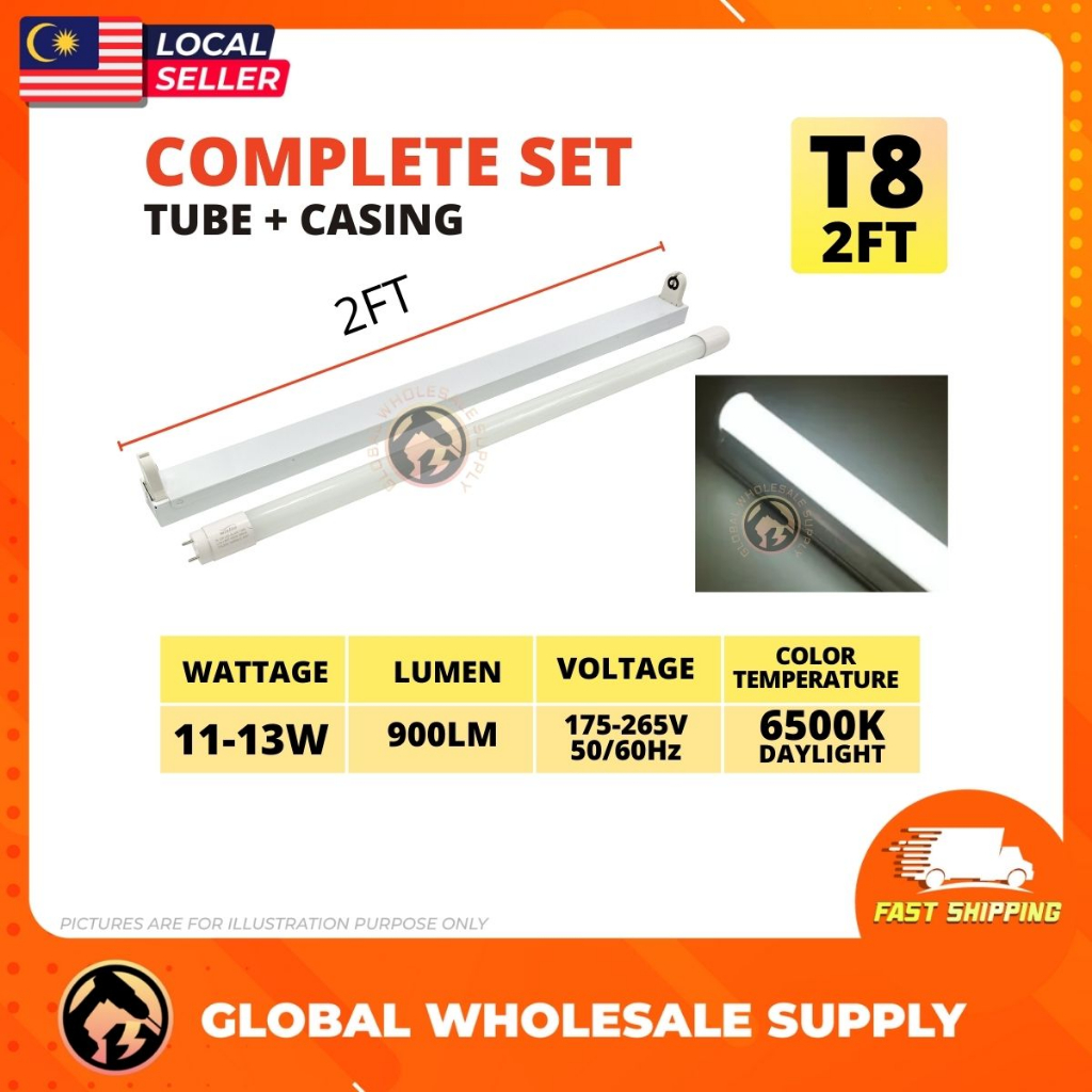 [FULL SET] 2FT 4FT T8 Lampu Kalimantang Set Led Tube Light Lampu Kalimantang LED Set Lampu ...
