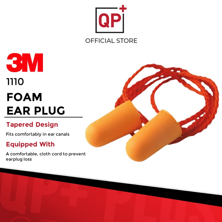 3M 1110 FOAM EAR PLUG CORDED EARPLUGS 29DB NOISE REDUCTION RATING l ...