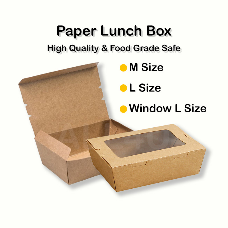 [Premium] 10pcs M L Paper Lunch Box Brown Disposable Paper Food Box ...