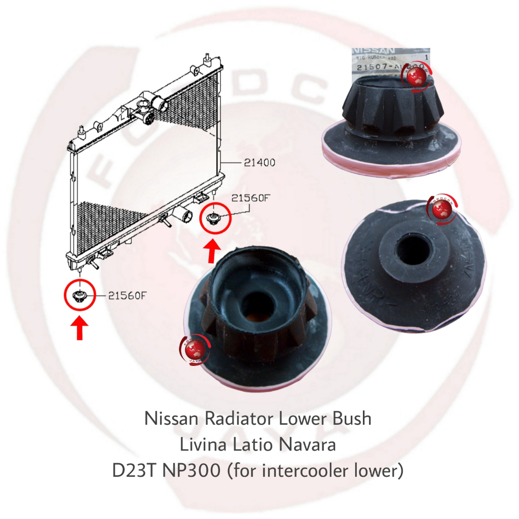Nissan Radiator Bush Lower Latio C11l Livina L10L 21507-AU400 Mounting ...