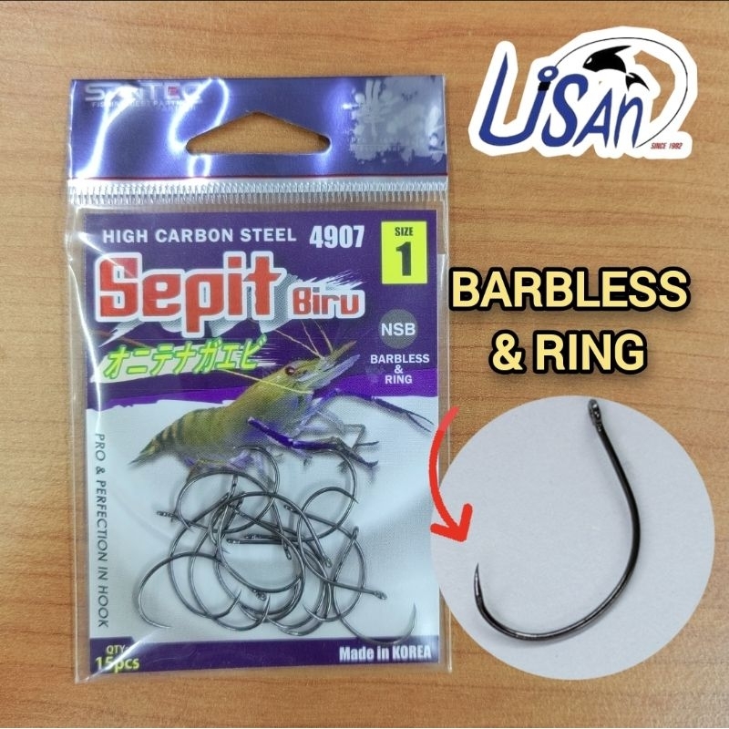 SANTEC SEPIT BIRU 4907 UDANG GALAH HOOK/ MATA KAIL UDANG PRAWN HOOK ...