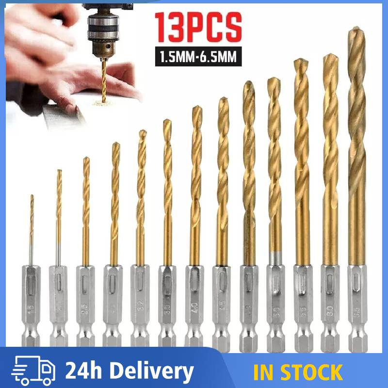 13PCS Fried Dough Twists Drill Bit 1/4 Hexagonal Shank Drill Bit Set 1 ...