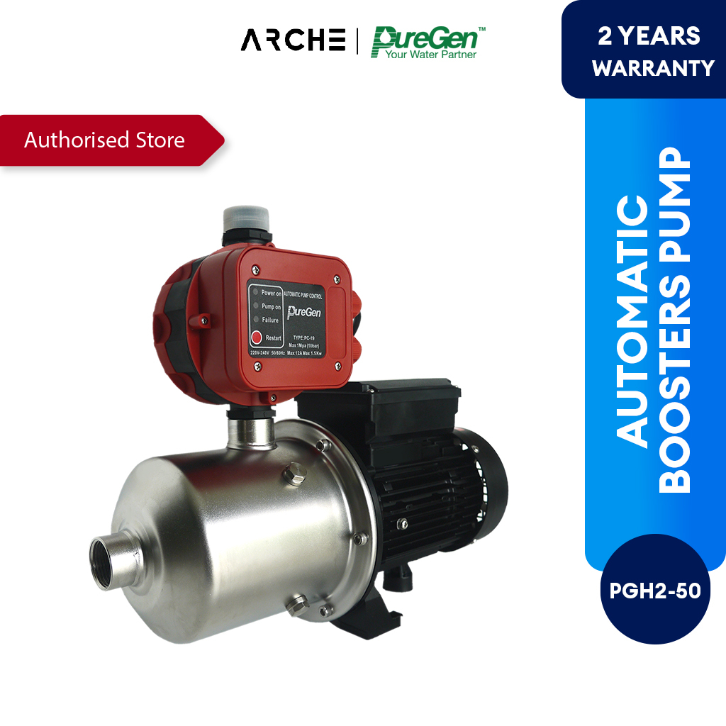 PureGen PGH2-50 Automatic Booster Shower Pump (Stainless Steel ...