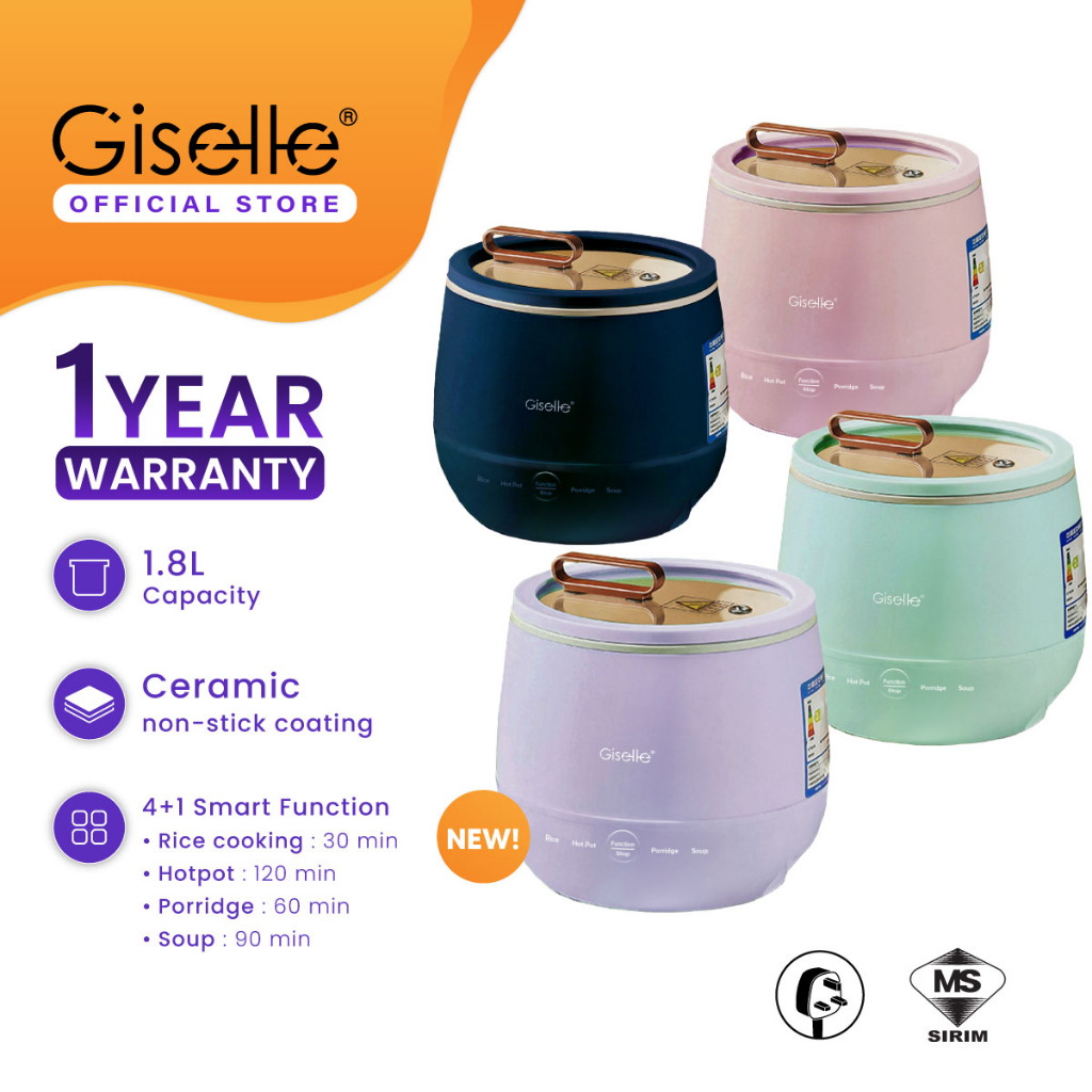 Giselle Digital Electric Mini Rice Cooker with Ceramic Inner Pot (1.8L ...