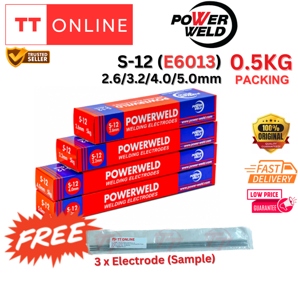 POWERWELD S12 6013 Welding Electrode Rod (2.6/3.2/4.0/5.0mm | 0.5KG ...
