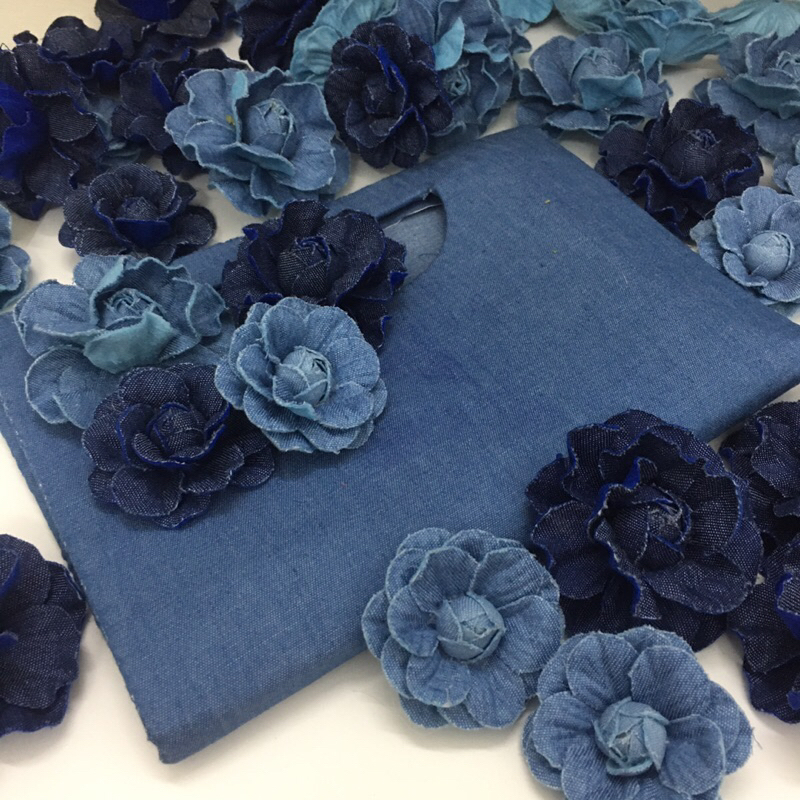 1pcs 3D Denim Flower Jean Flower Denim Camellia Flower Rose Flower ...