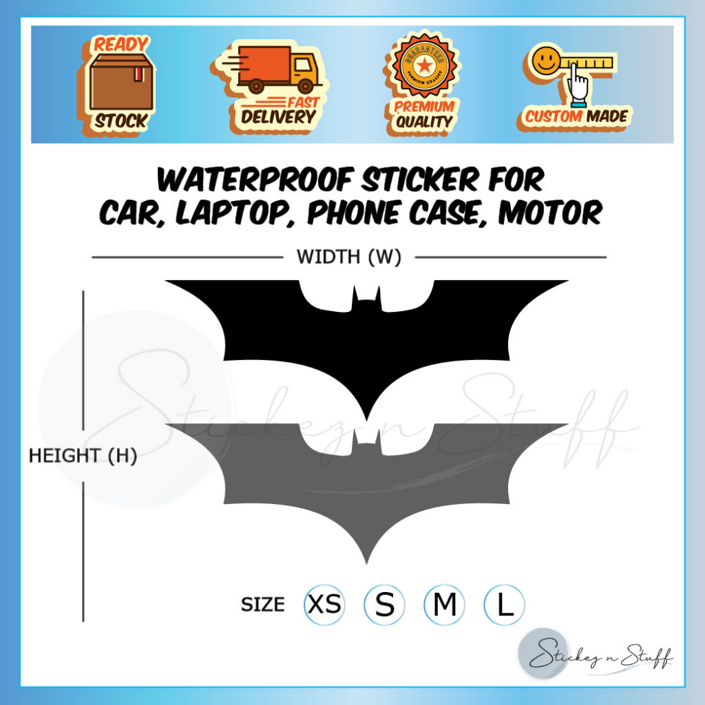 Batman Reflective Stickers Dark Knight DC Sticker Kereta Waterproof Car ...