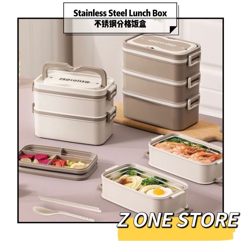 🦁Japanese Style Square Sealed 304 Stainless Steel Insulated Lunch Box ...