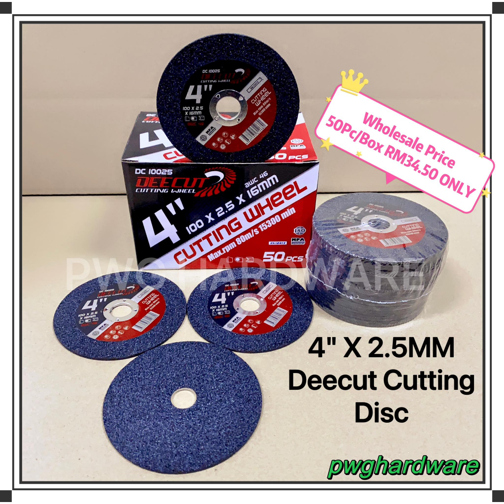 (50PCS) DEECUT 4" X 2.5MM X 16MM METAL CUTTING DISC / 4 Inch x 2.5MM ...