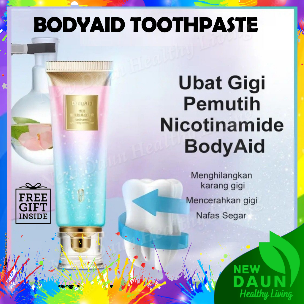 Original BODYAID Body Aid TOOTHPASTE Niacinamide Whitening Ubat Gigi ...