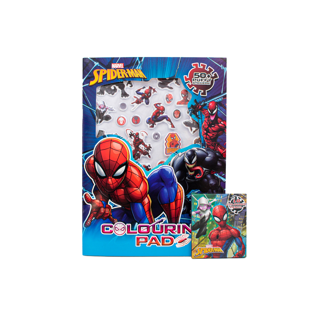 Marvel Spiderman Colouring Pad With 50+ Puffy Sticker & 10 Short Colour ...