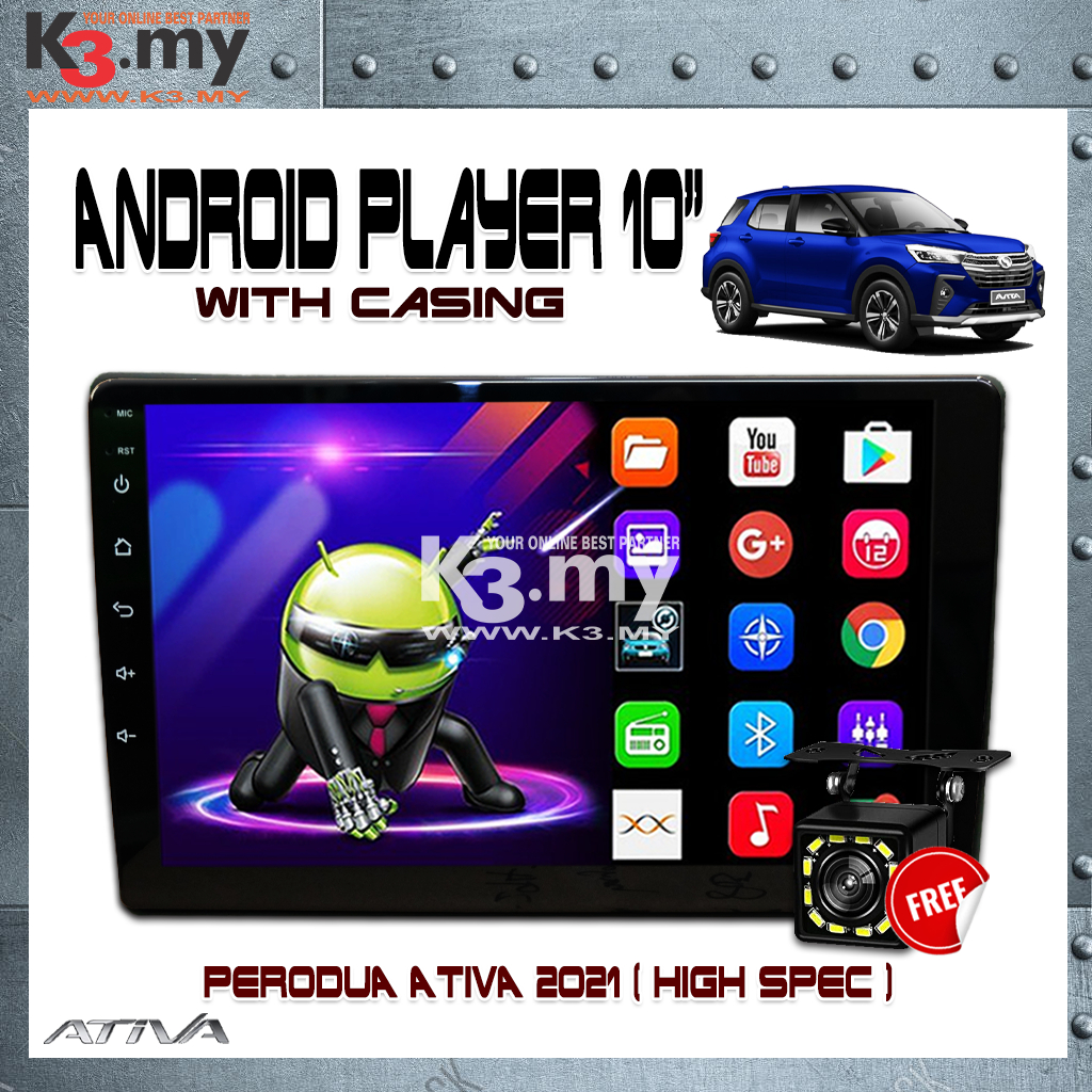 Perodua Ativa 2021 10'' Android Player GPS Waze + Casing (Set) With ...