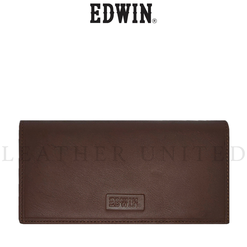 𝗘𝗗𝗪𝗜𝗡 𝐋𝐎𝐍𝐆 𝐖𝐀𝐋𝐋𝐄𝐓 Genuine Top Grain Leather Logo Bifold Wallet #EWHE ...