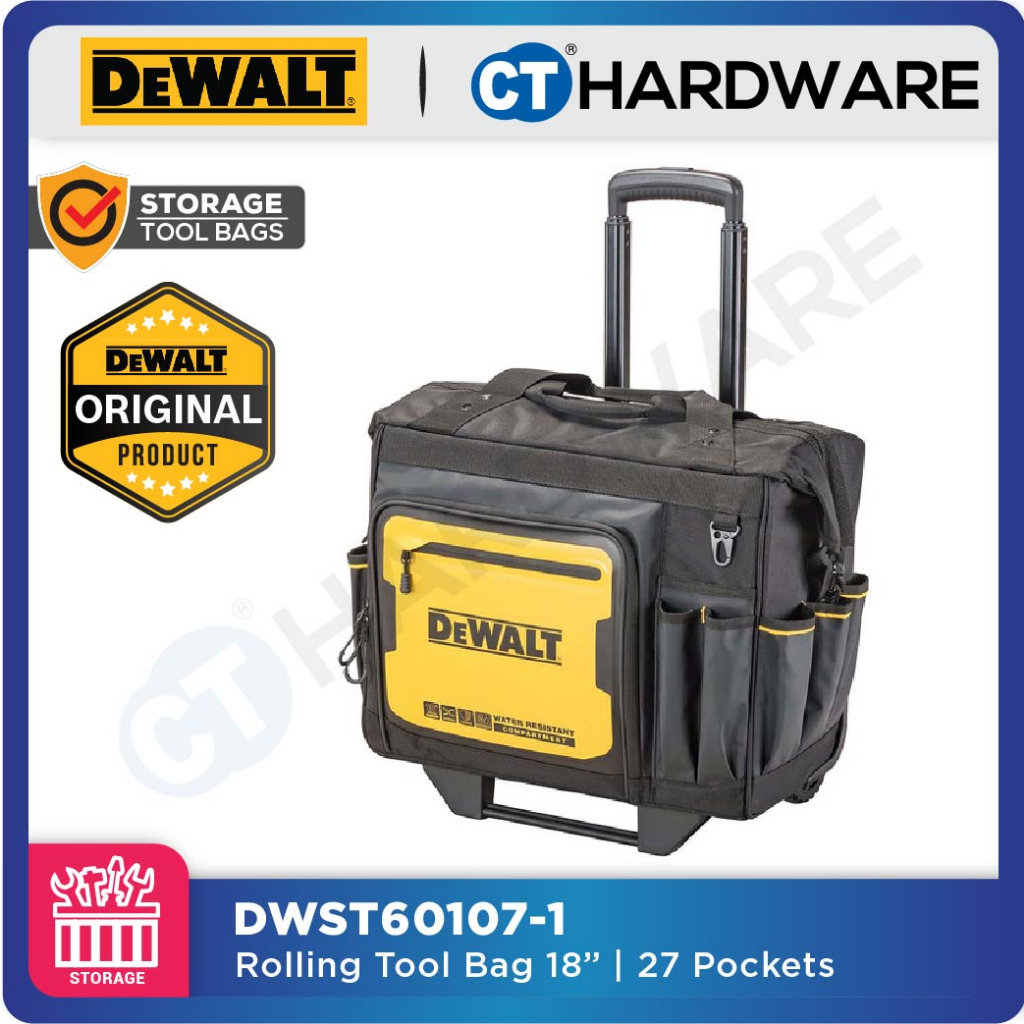DEWALT DWST60107-1 ORIGINAL ROLLING TOOL BAG 18" | 27 POCKETS | Shopee Malaysia