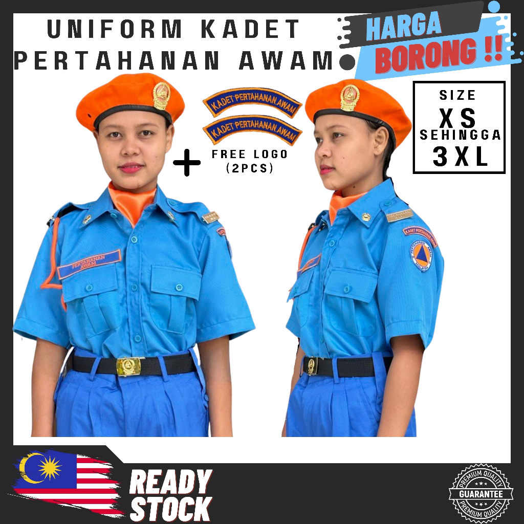 UNIFORM BAJU KADET PERTAHANAN AWAM NO.3 JPA KPA KAIN LICIN 100% ...