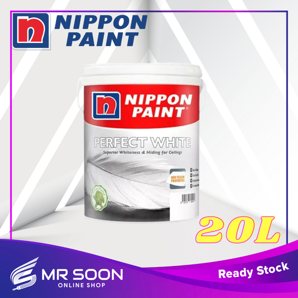 NIPPON PAINT 20L Perfect White Interior Paint Ceiling Paint Matt/Cat ...