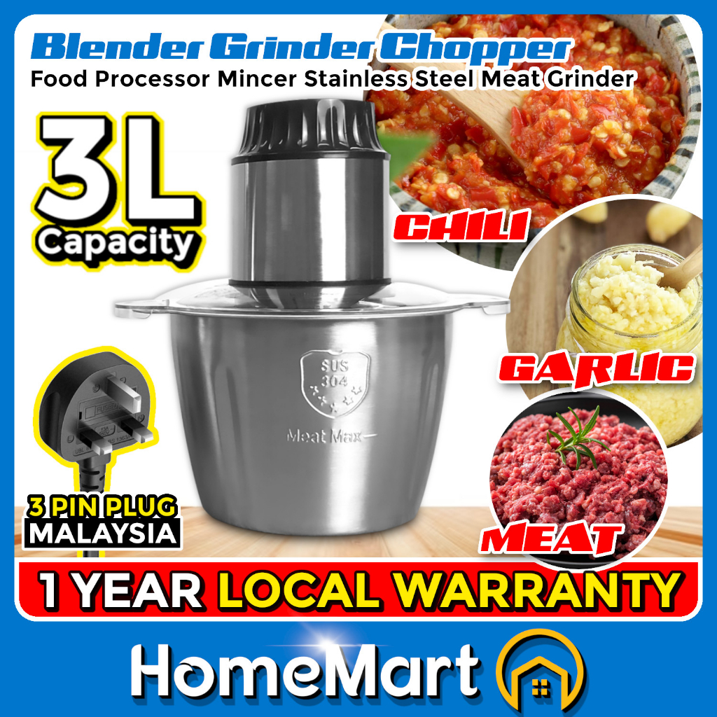 Food Processor Mincer Meat Grinder Electric Blender 300W Power 3L ...