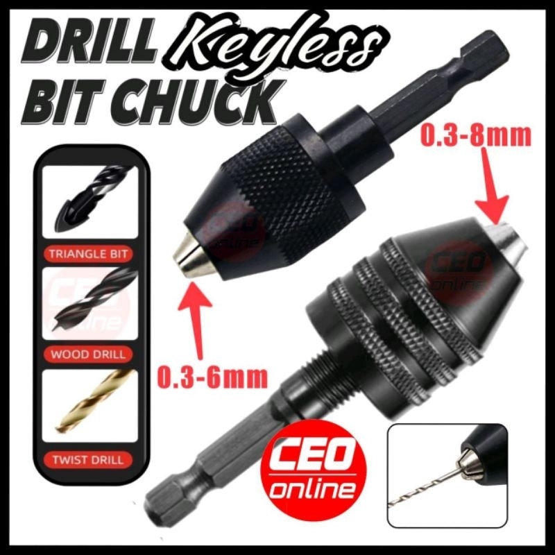 CEO 🇲🇾 Drill Chuck Keyless Impact Driver Adaptor Screwdriver Head Micro ...