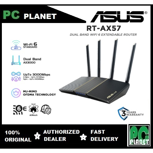 Asus RT-AX57 AX3000 Dual Band WiFi 6 Extendable Router AiMesh ...
