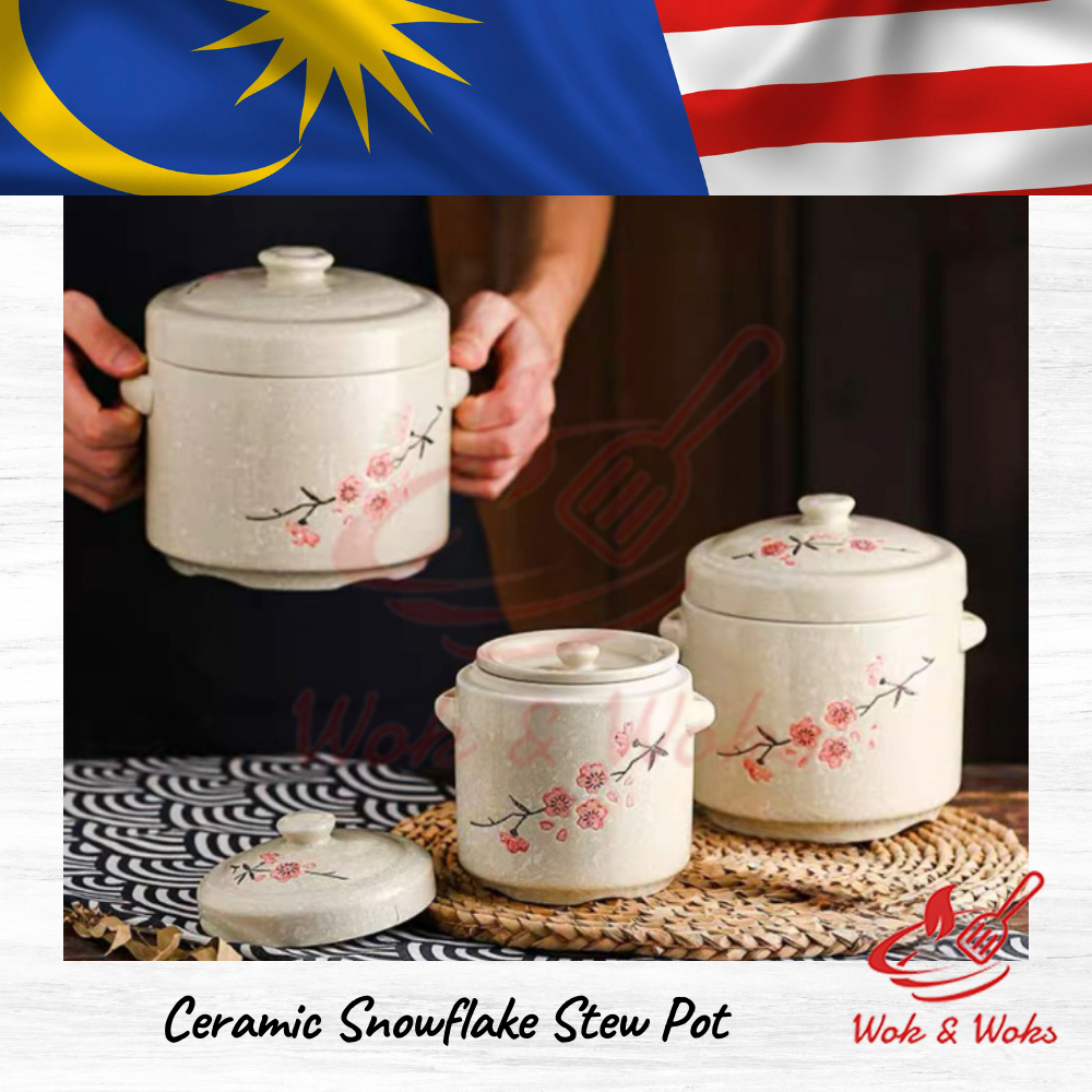 Ceramic Snowflake Stew Pot / Periuk Rebus Kepingan Salji Seramik ...