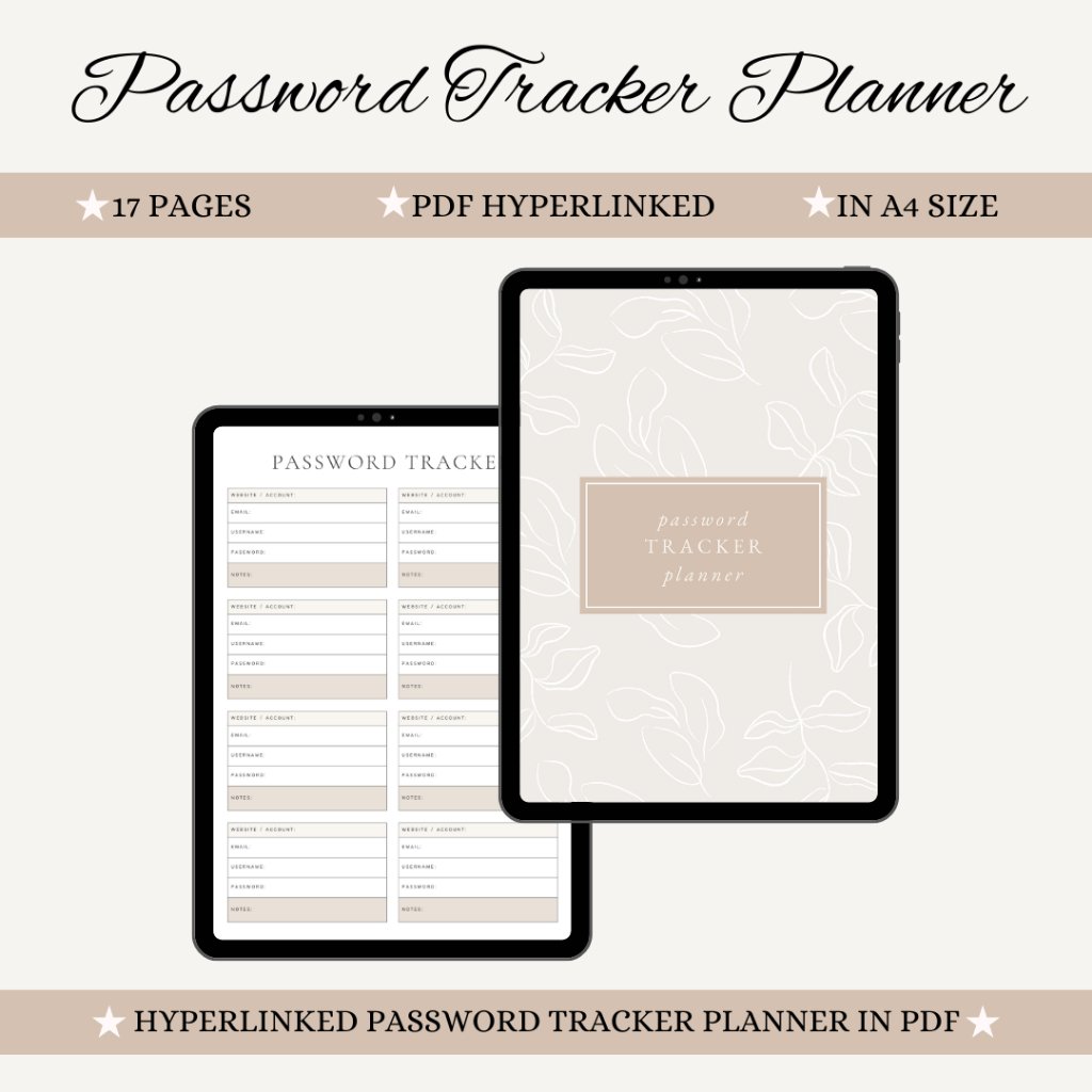 Hyperlinked Password Tracker | Password Tracker Digital in PDF ...
